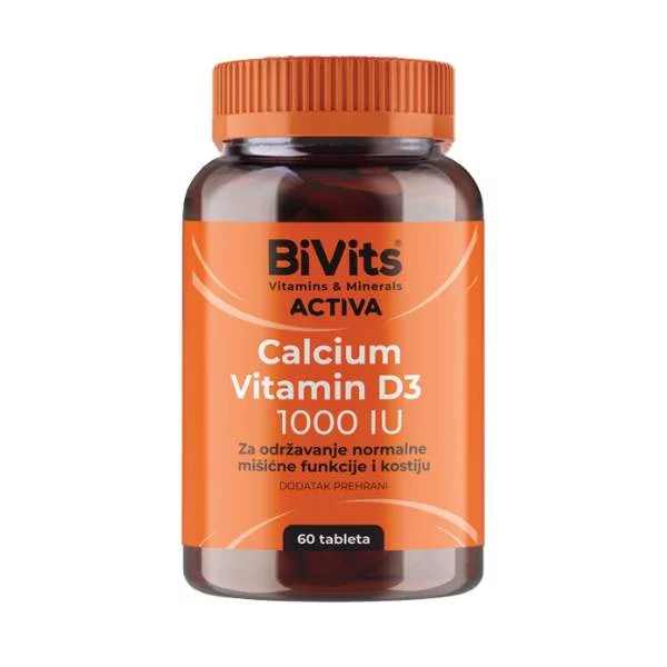 BIVITS ACTIVA KALCIJ+D3 1000 IU TABLETE A60 rok valjanosti: 05/26